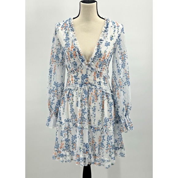 Sonja | Dresses | Sonja Deep V Plunge Babydoll Floral Dress Small Cut ...